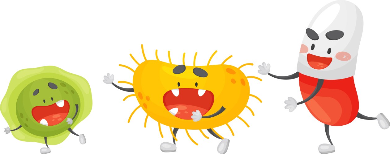 Funny germs banner design with good and bad Vector Image