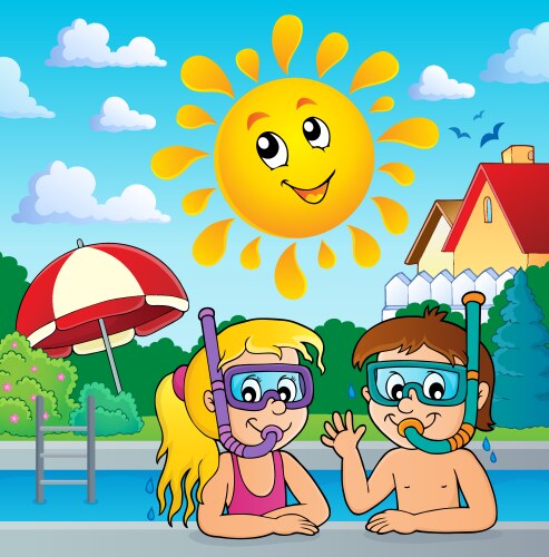Swimming girl snorkel diver Royalty Free Vector Image