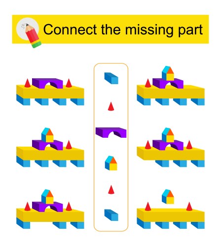 Connect the missing part attention task for kids Vector Image