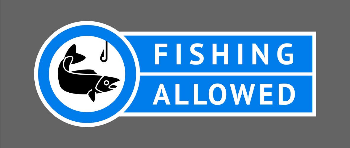 Fishing allowed sign modern round sticker Vector Image