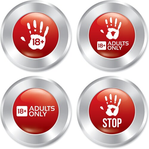 Age limit icon set 18 warning symbol restriction Vector Image