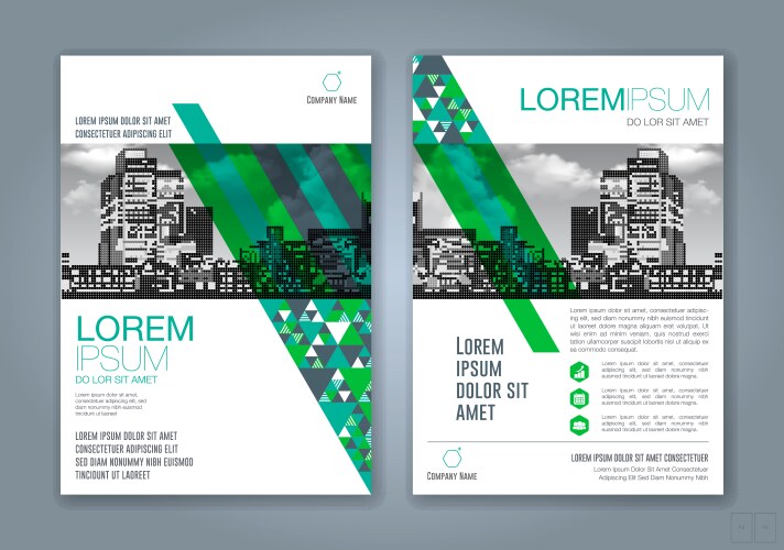 Green color scheme business book cover design Vector Image