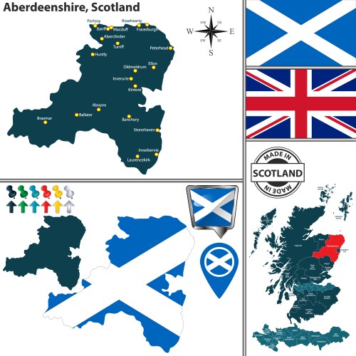 Map scotland with districts Royalty Free Vector Image