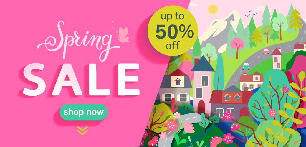 Spring sale background banner with beauty fantasy Vector Image
