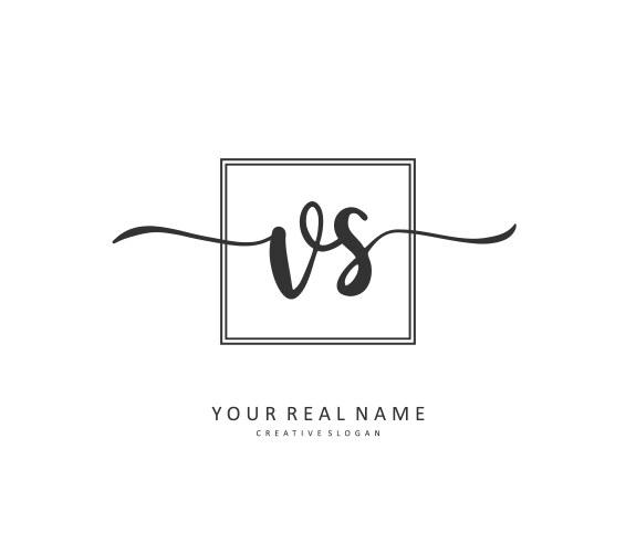 V s vs initial letter handwriting and signature Vector Image