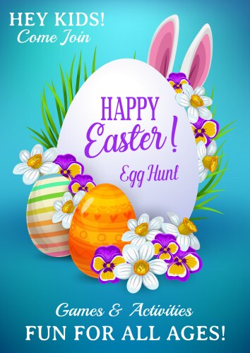Easter egg with bunny ears flyer Royalty Free Vector Image