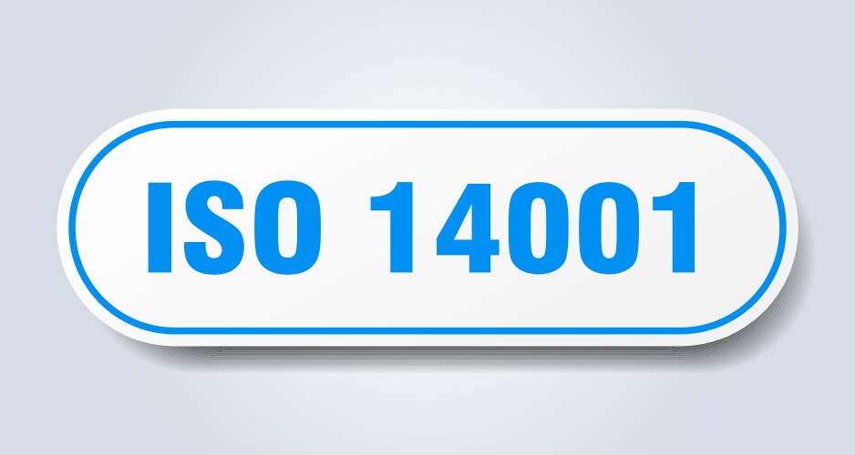 Iso 14001 sticker sign isolated on gray Royalty Free Vector