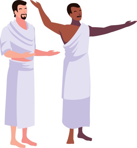 Men pilgrim hajj on white background Royalty Free Vector