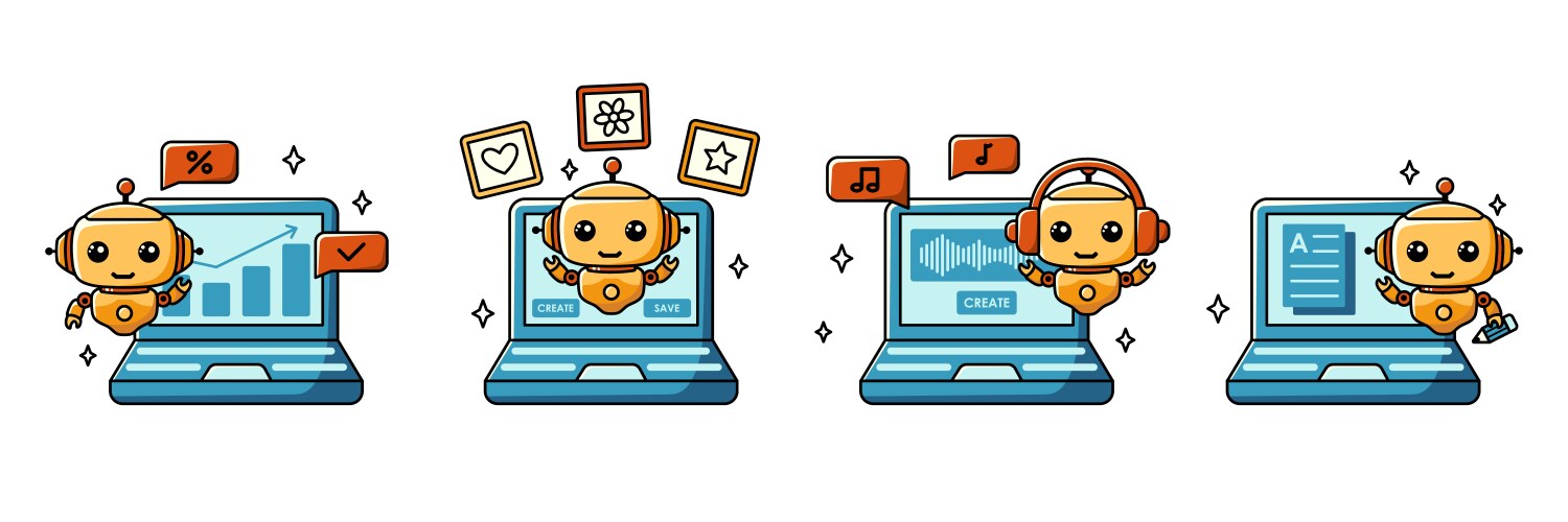 Using ai chat bot assistant for online Royalty Free Vector