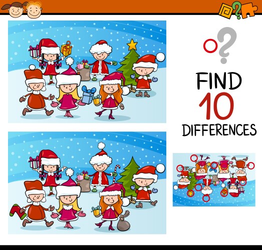 Find differences cartoon task Royalty Free Vector Image