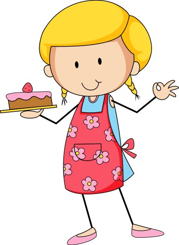 Cartoon fat woman holding cake Royalty Free Vector Image