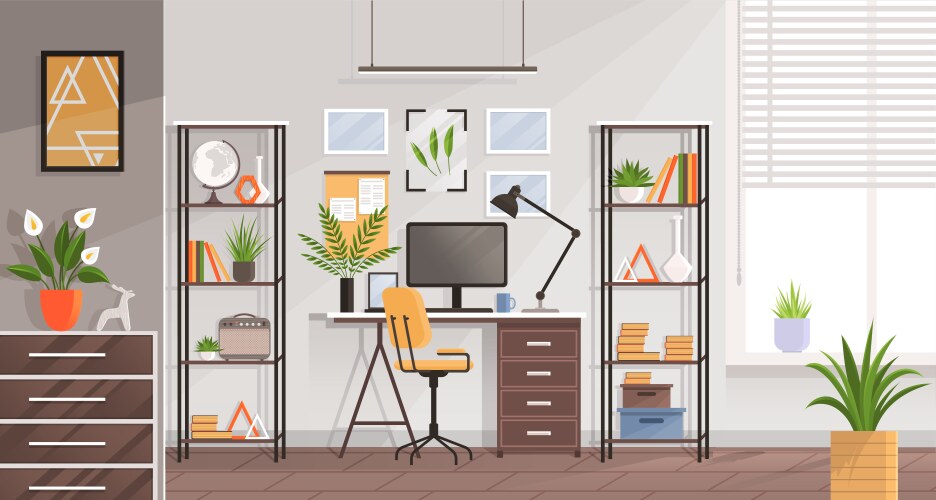 Modern home office interior remote workplace Vector Image