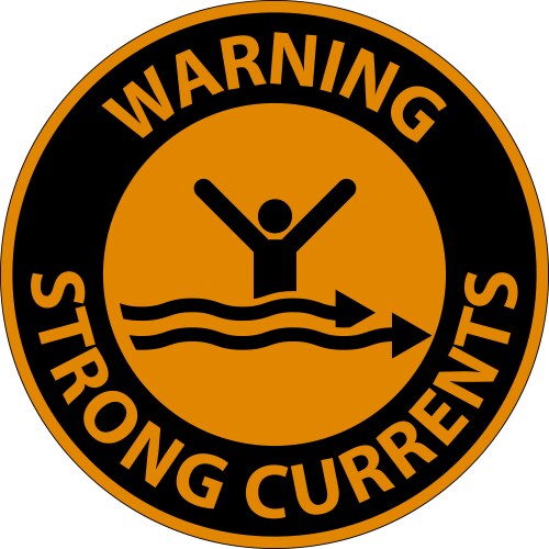 Water safety sign warning - strong currents Vector Image