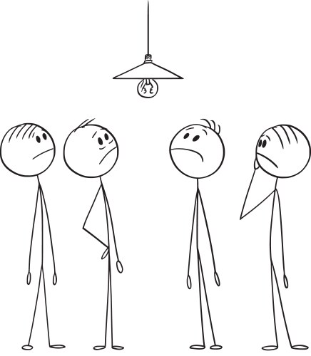 Cartoon group business people thinking Royalty Free Vector