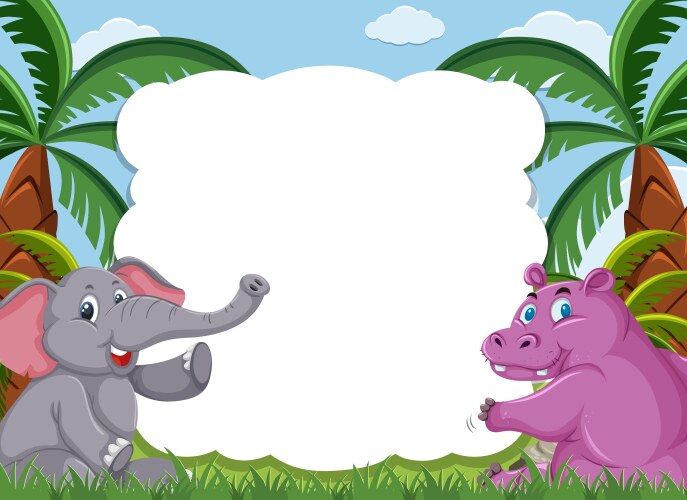 Border template with animals and leaves Royalty Free Vector