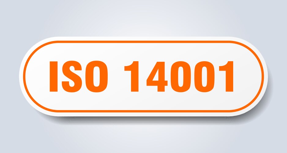 Iso 14001 sticker sign isolated on gray Royalty Free Vector