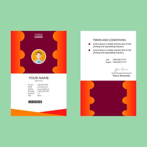 Golden nice id card template Royalty Free Vector Image