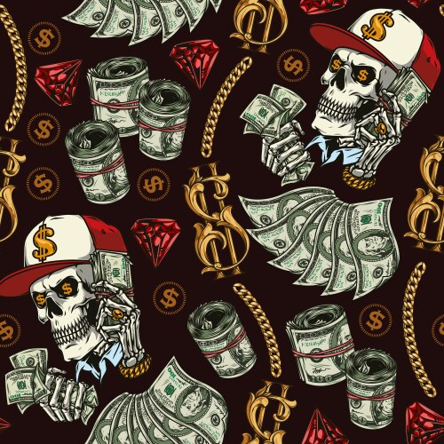 Colorful vintage money seamless pattern Royalty Free Vector