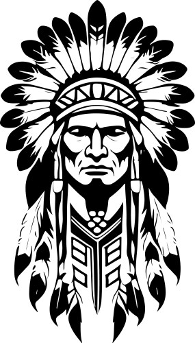 A pretty iconic native american chief in black Vector Image
