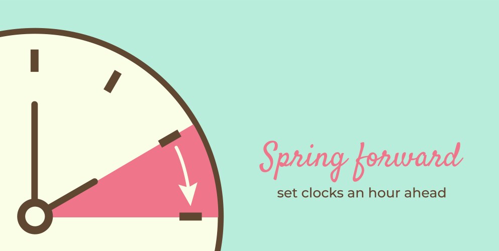 Spring forward monochrome banner in minimalist Vector Image
