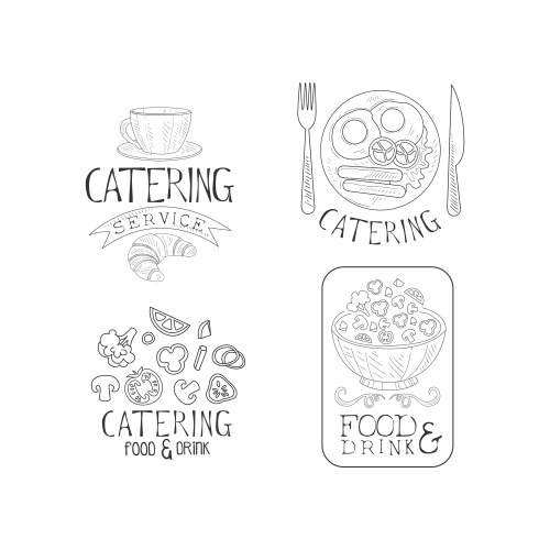 Catering and food delivery service logos in sketch