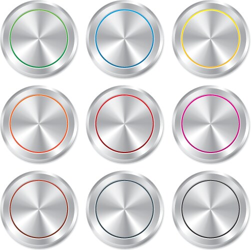 Metallic button template round sticker icon Vector Image