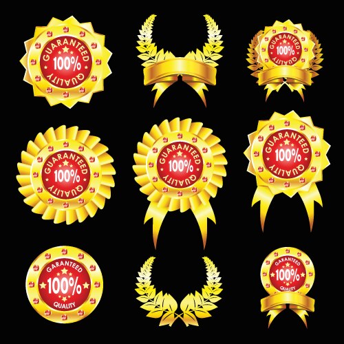 Retro golden ribbons labels and shields Royalty Free Vector