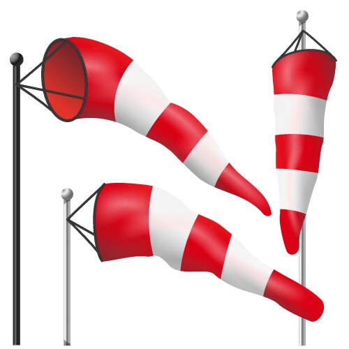 Windsock wind speed and direction chart flag pole Vector Image