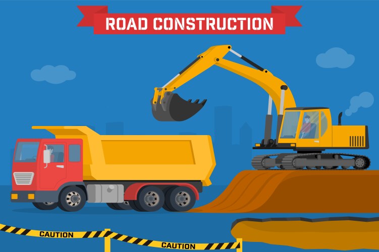 Digging excavator Royalty Free Vector Image - VectorStock