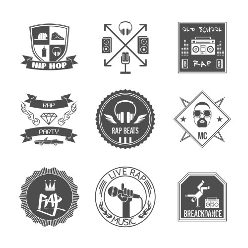 Rap music doodle set Royalty Free Vector Image