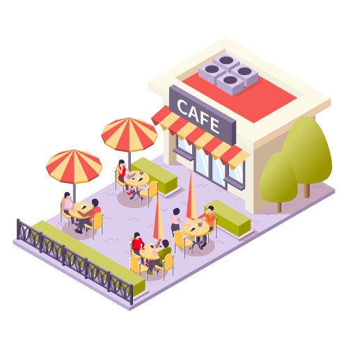 Isometric cafe Royalty Free Vector Image - VectorStock