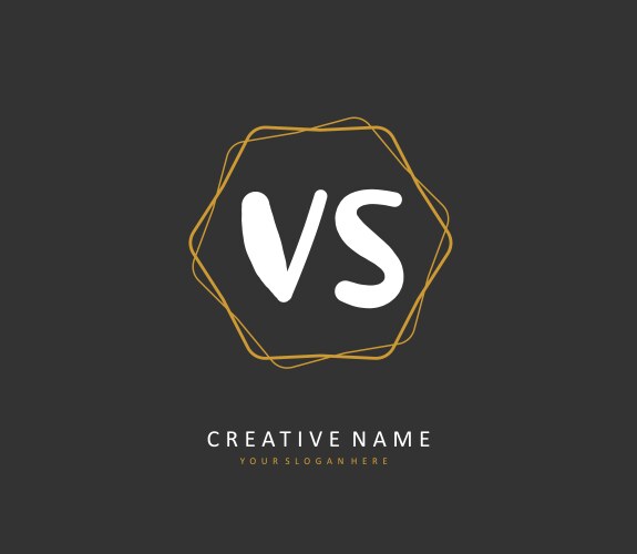 V s vs initial letter handwriting and signature Vector Image