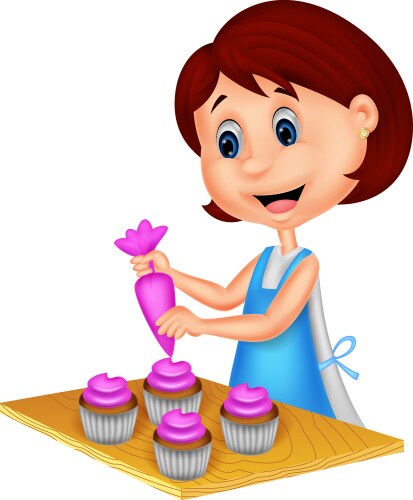 Baker with cupcake Royalty Free Vector Image - VectorStock