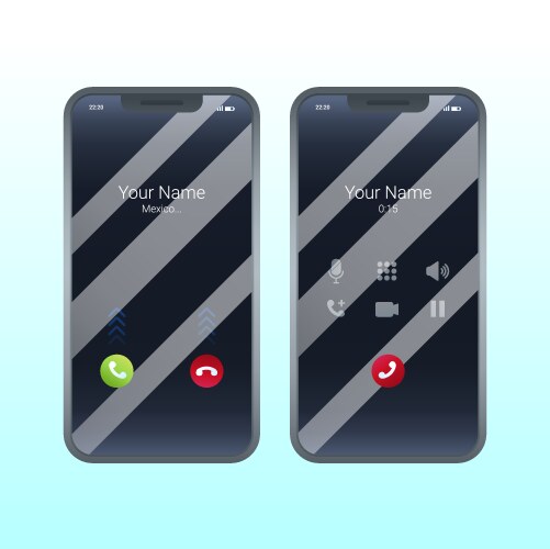 Gradient phone call screen interface Royalty Free Vector