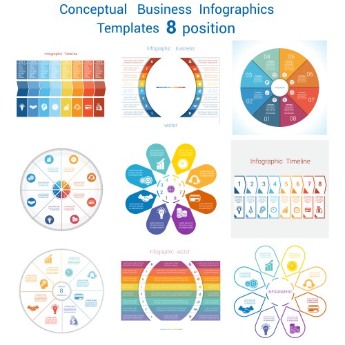 Collection of 12 templates for infographics Vector Image