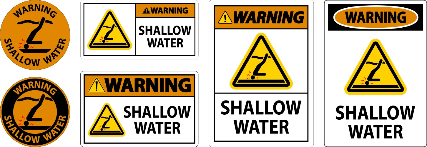 Water safety sign warning - shallow Royalty Free Vector