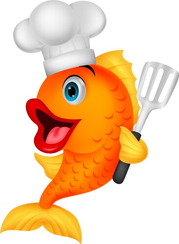 Cartoon chef serving food in a sliver platter Vector Image