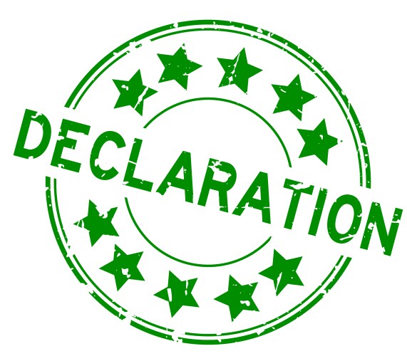 Grunge green declaration word round rubber seal Vector Image