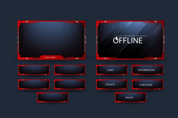 Game stream panels twitch streaming overlay Vector Image