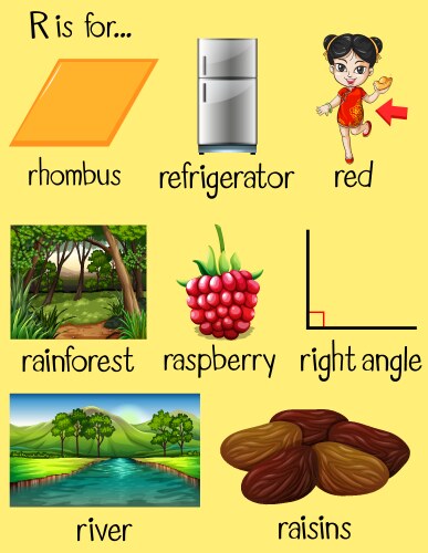 Many words begin with letter r Royalty Free Vector Image