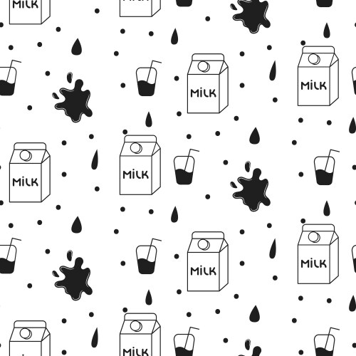 Milk dairy products signs seamless pattern Vector Image
