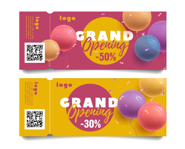 Grand opening invitation banner red ribbon cut Vector Image