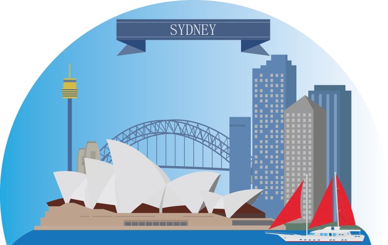 Sydney city flat design Royalty Free Vector Image