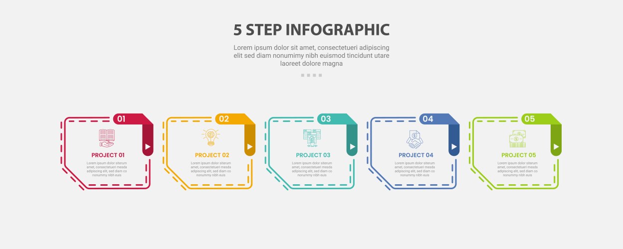 5 points template infographic outline style Vector Image