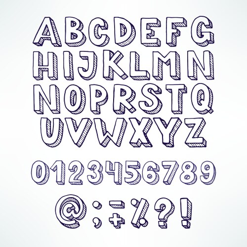 Pencil hand drawn font Royalty Free Vector Image