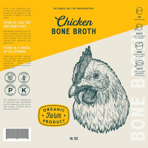 Bone broth label templates set abstract Royalty Free Vector