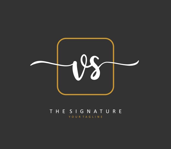 V s vs initial letter handwriting and signature Vector Image