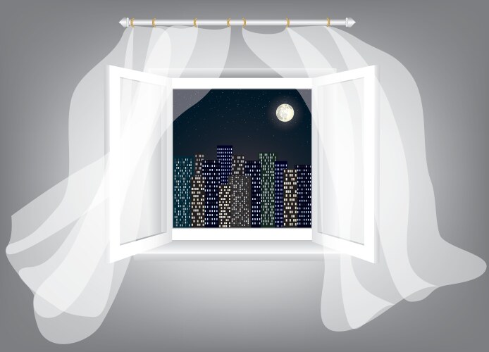 Open window - night and day Royalty Free Vector Image