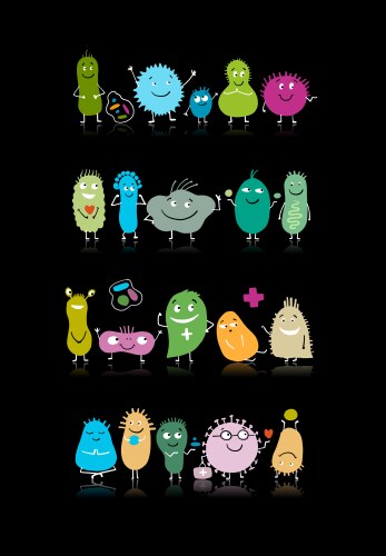 Funny and scary bacteria characters isolated Vector Image