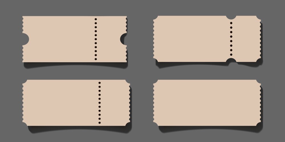 Blank tickets white theater and cinema ticket Vector Image